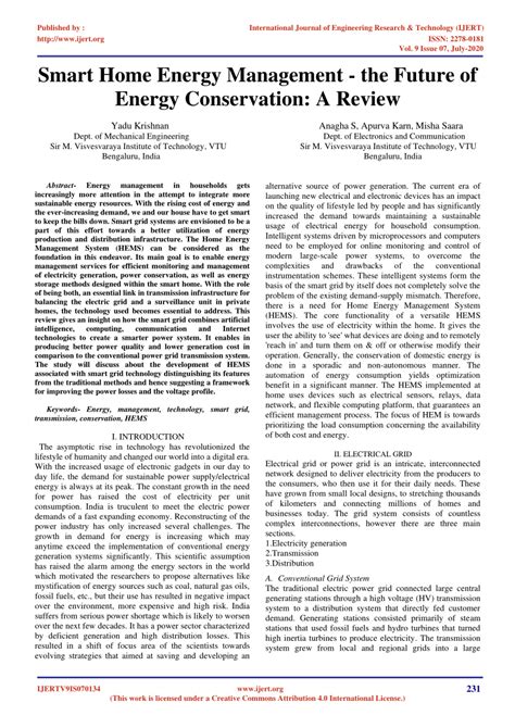 PDF Smart Home Energy Management The Future Of Energy Conservation A Review