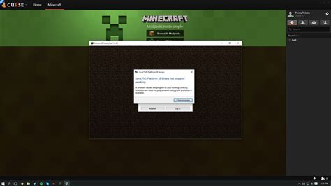 Java Platform Se Binary Has Stopped Working Error Feedthebeast
