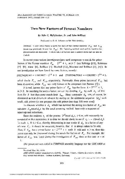Pdf Two New Factors Of Fermat Numbers
