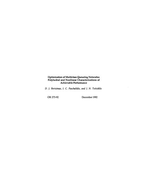 Pdf Optimization Of Multiclass Queueing Networks Polyhedral And