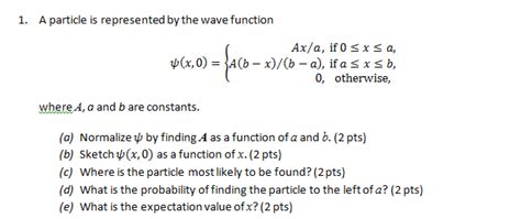 solved a particle is represented by the wave function
