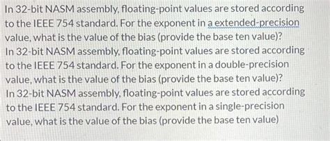 Solved In 32 Bit Nasm Assembly Floating Point Values Are