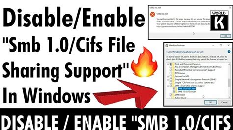 Disable Enable Smb 1 0 Cifs File Sharing Support In Windows 7 8 8 1 10 11 Yandex Video