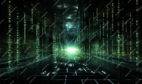 Premium Photo Futuristic Cyberspace With Binary Code 3d Rendering