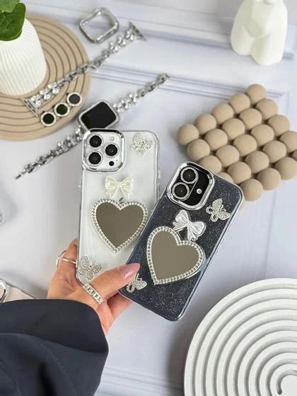 خرید و قیمت قاب گوشی آیفون 13 پرومکس شفاف شاین طرح قلب آینه ای ترب