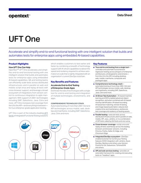 Uft One Datasheet