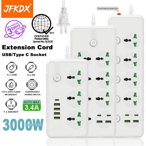 Freebies Extension Cord With Type C Charger Usb Socket Extension Universal Outlet Extension