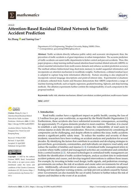 Pdf Attention Based Residual Dilated Network For Traffic Accident Prediction
