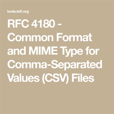 Rfc 4180 Common Format And Mime Type For Comma Separated Values Csv