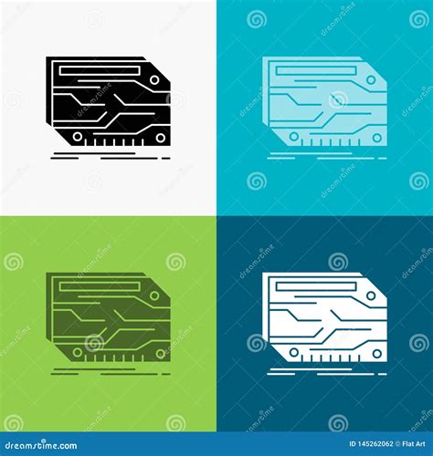 Card Component Custom Electronic Memory Icon Over Various
