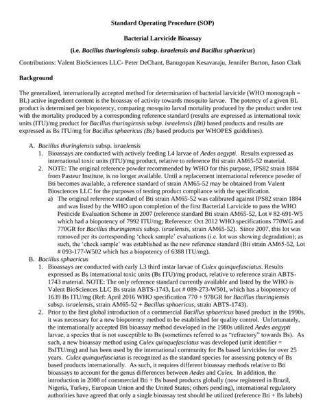 Pdf Standard Operating Procedure Sop Bacterial Larvicide Dokumen Tips