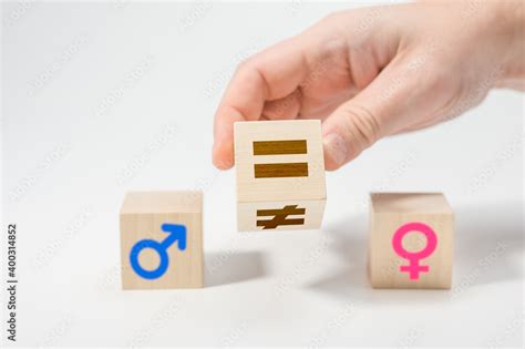 Gender Equality Concept On Wooden Cubes Concepts Of Gender Equality Hand Flip Wooden Cube With