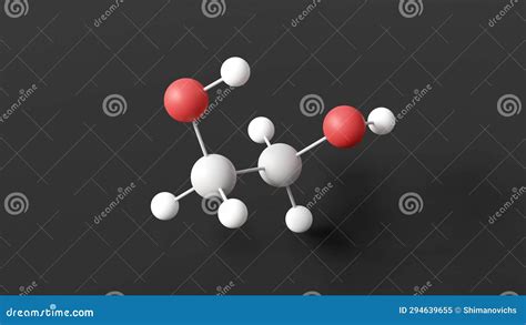 Ethylene Glycol Molecule Molecular Structure Ethane 1 2 Diol Ball And Stick 3d Model