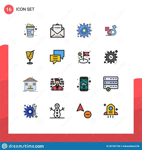 User Interface Pack Of 16 Basic Flat Color Filled Lines Of Drink