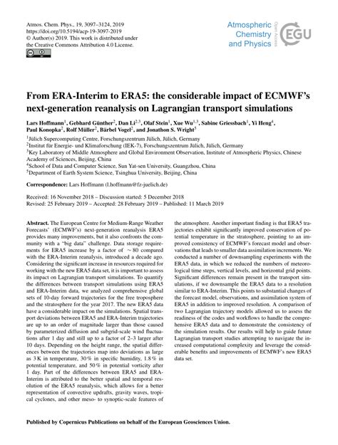 Pdf From Era Interim To Era5 The Considerable Impact Of Ecmwfs Next Generation Reanalysis On