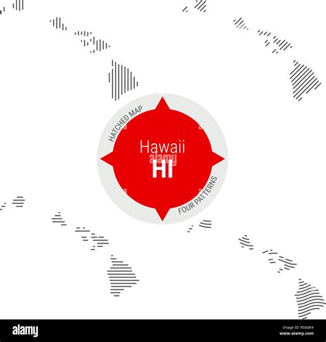 Hatched Pattern Vector Map Of Hawaii Stylized Simple Silhouette Of Hawaii Four Different