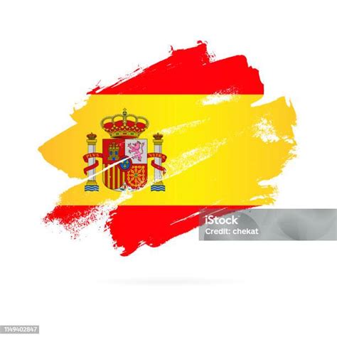 스페인 국기입니다 벡터 일러스트 레이 션에 흰색 배경입니다 브러시 스트로크 공휴일에 대한 스톡 벡터 아트 및 기타 이미지 공휴일 관광 국가 지리적 지역 Istock