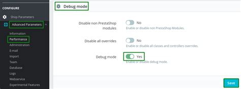 como activar modo debug en prestashop 1 7