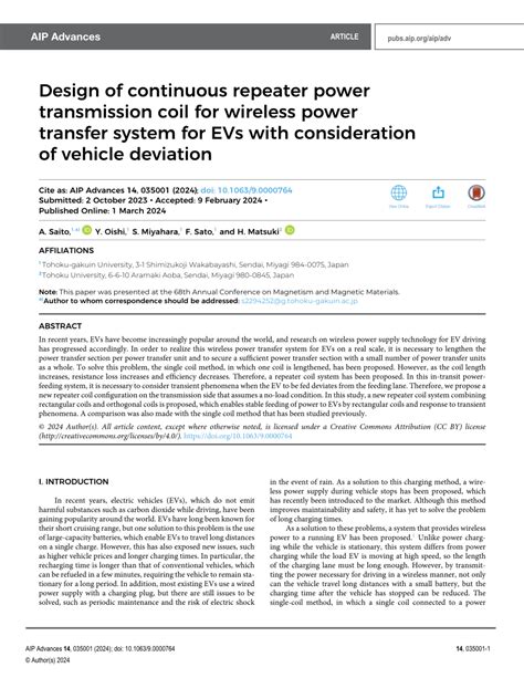 PDF Design Of Continuous Repeater Power Transmission Coil For Wireless Power Transfer System