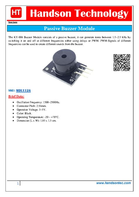 5v Passive Buzzer Electronics Component Handson Technology