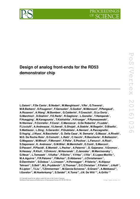 Pdf Design Of Analog Front Ends For The Rd53 Demonstrator Chip