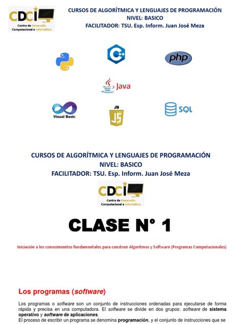Cursos De Algorítmica Y Lenguajes De Programación Clase 1 Pdf