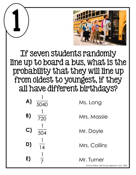 Probability With Permutations Combinations Math Lib Activity All Things Algebra