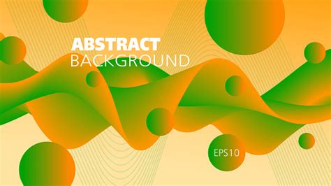 밝은 오렌지 녹색 액체 색배경 추상파 패턴 및 구체 흐르는 3d 모양 모션 환상 미래지향적인 디자인 방문 페이지 전단지 포스터 전단지 프로모션 자료용 템플릿 Eps10