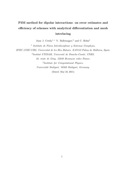 pdf particle particle particle mesh method for dipolar interactions on error estimates and