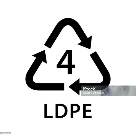 재활용 화살표 삼각형 Ldpe 유형 4 흰색 배경에 격리 플라스틱 Ldpe 재료의 기호 4 형 로고 재활용 삼각형 유형 아이콘 그래픽 재활용 플라스틱 생태 아이콘 로고에