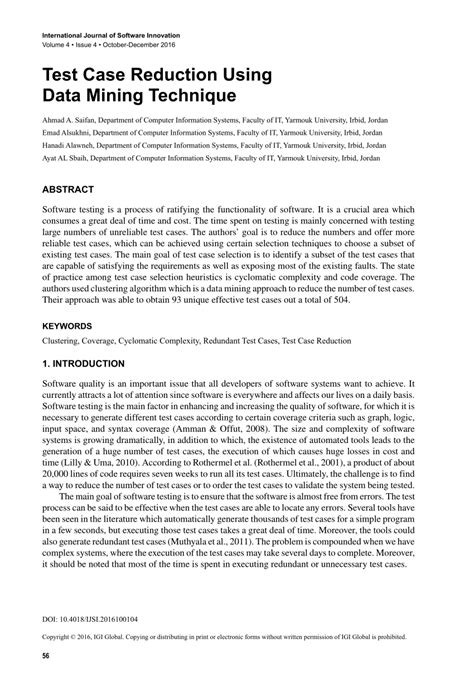 Pdf Test Case Reduction Using Data Mining Technique