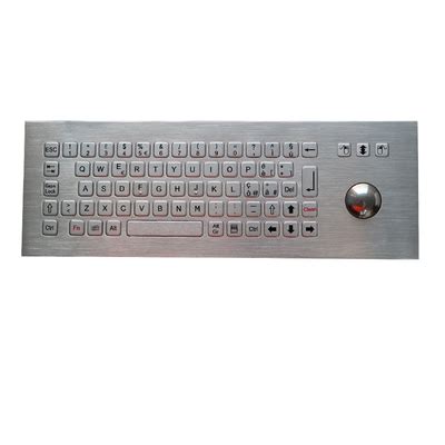 IP Rugged Metallic Keyboard With Trackball Vandal Proof Stainless Steel