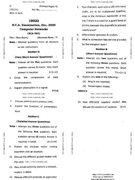 Bca 5 Sem Computer Networks 18023 Dec 2020 Pdf