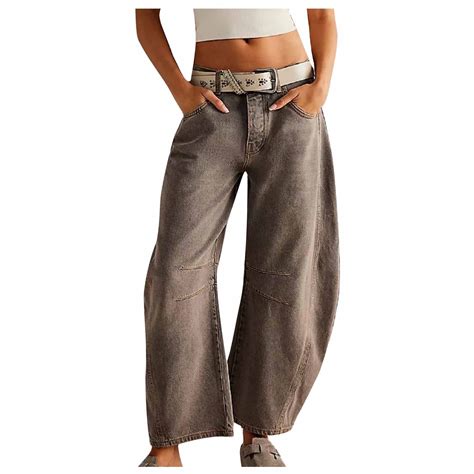 Summer Savings Plus Size Mianht Womens Baggy Wide Leg Middle Low Waist