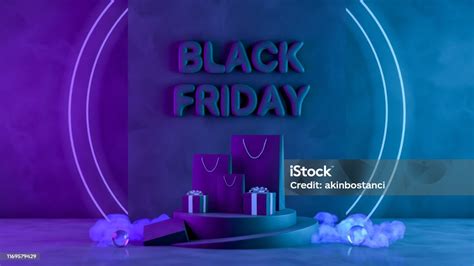 3d 블랙 프라이데이 컨셉 기프트 박스 및 쇼핑백 네온 불빛과 검은 그런지 배경에 연기 3차원 형태에 대한 스톡 사진 및 기타 이미지 3차원 형태 가방 건축 Istock