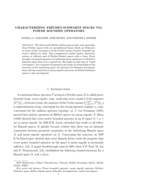 Pdf Characterizing Frechet Schwartz Spaces Via Power Bounded Operators