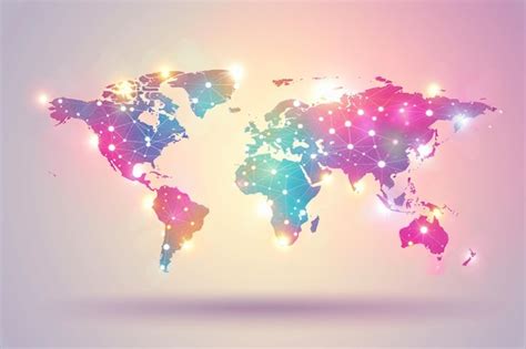 Premium Photo A Digital Illustration Of A World Map With Glowing Nodes And Connections