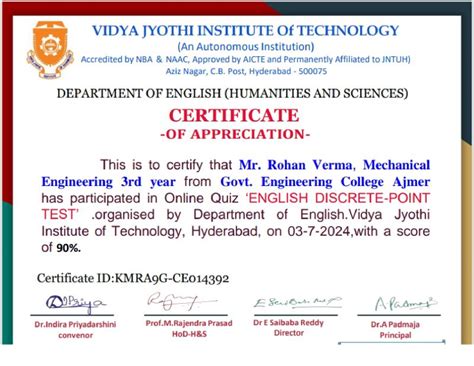 Englishlanguage Quiz Achievement Rohan Verma