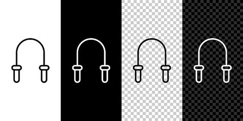 흑백 배경에 격리 된 세트 줄 점프 로프 아이콘 로프건너뛰기 스포츠 장비 벡터 건강한 생활방식에 대한 스톡 벡터 아트 및 기타