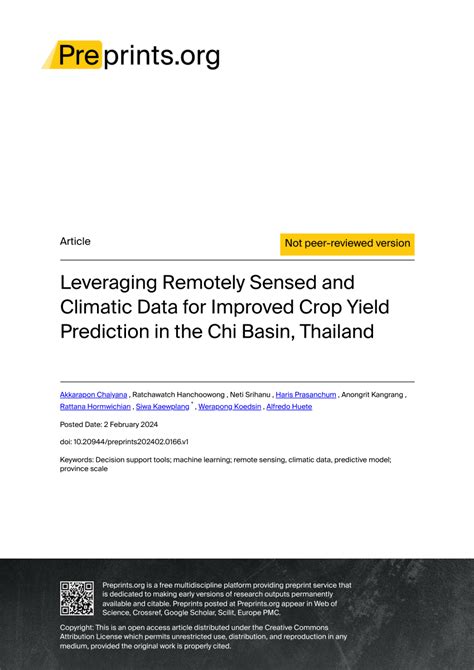 Pdf Leveraging Remotely Sensed And Climatic Data For Improved Crop Yield Prediction In The Chi