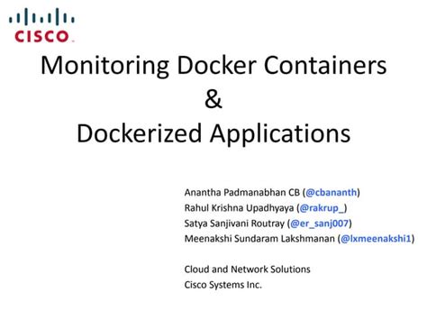 Monitoring Docker Container And Dockerized Applications Pptx