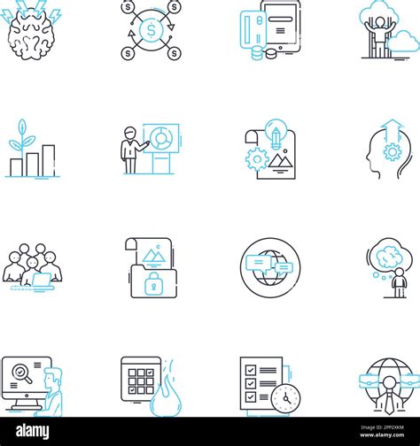 Work Environment Linear Icons Set Productivity Collaboration Efficiency Communication