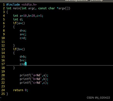 1，判定给定的年份是否为闰年。2，输入三个数，编写一段代码后，要求a中存储最小值，b中存储第二小的，c中存储最大的int A10，b20，c5 Csdn博客