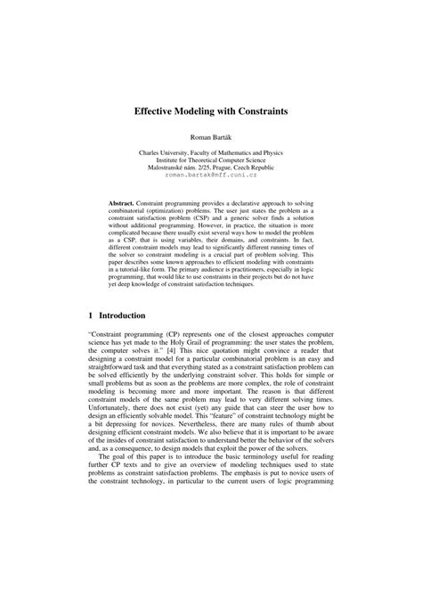 PDF Effective Modeling With Constraints