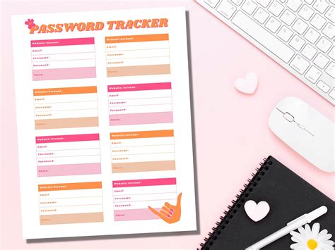 Girly Password Tracker Password Log Password Printable Password Keeper Password Tracker