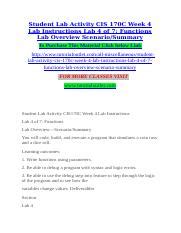 Student Lab Activity CIS 170C Week 4 Lab Instructions Lab 4 Of 7