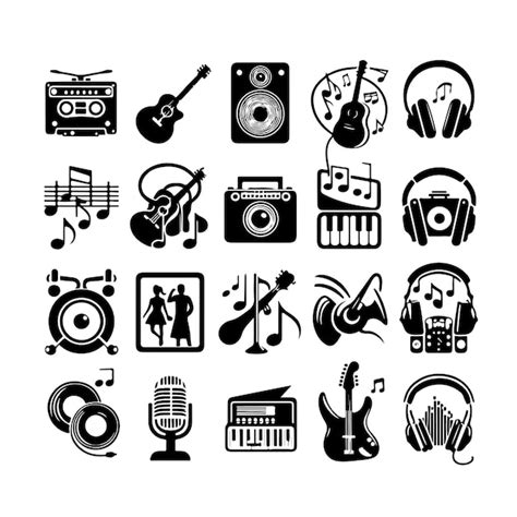 Musical Instruments Set Silhouette Set Of Musical Elements Vector Black