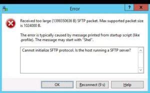 WinSCP Connection To VCSA Failed Received Too Large SFTP Packet