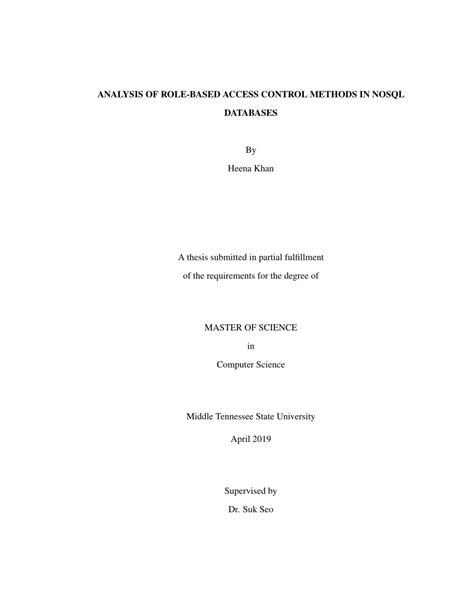 Pdf Analysis Of Role Based Access Control Methods In Nosql Databases