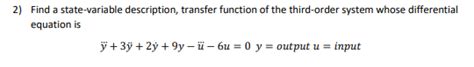 Solved 2 Find A State Variable Description Transfer